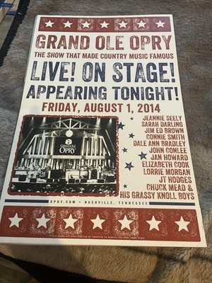 GRAND OLE OPRY POSTER Live! On Stage! Nashville - 11"x17"- August 1 ...