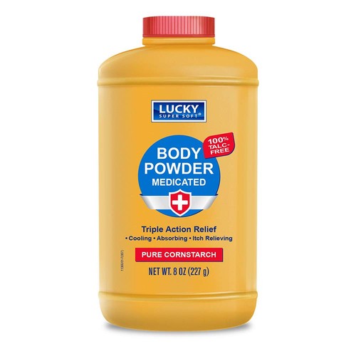 Lucky Super Soft Medicated Body Powder 8oz Talc Free Cooling Absorbing ...