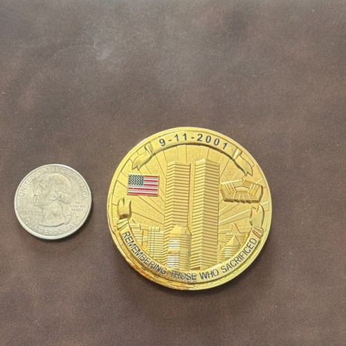 9-11 Commemorative Coin 2001 Twin Towers Statue of Liberty FDNY Gold ...
