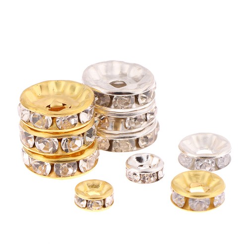 100pcs Silver Gold Crystal Rhinestone Rondelle Spacer Beads DIY 5/7/10mm New e | eBay Australia