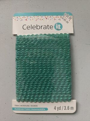 Celebrate It Trim Ribbon Flat Woven 4 Yards Green Loop Lace Cord NEW ...