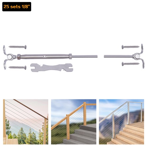 TOP 25pcs 1/8" Cable Stainless Steel Cable Railing Hardware Kit for ...