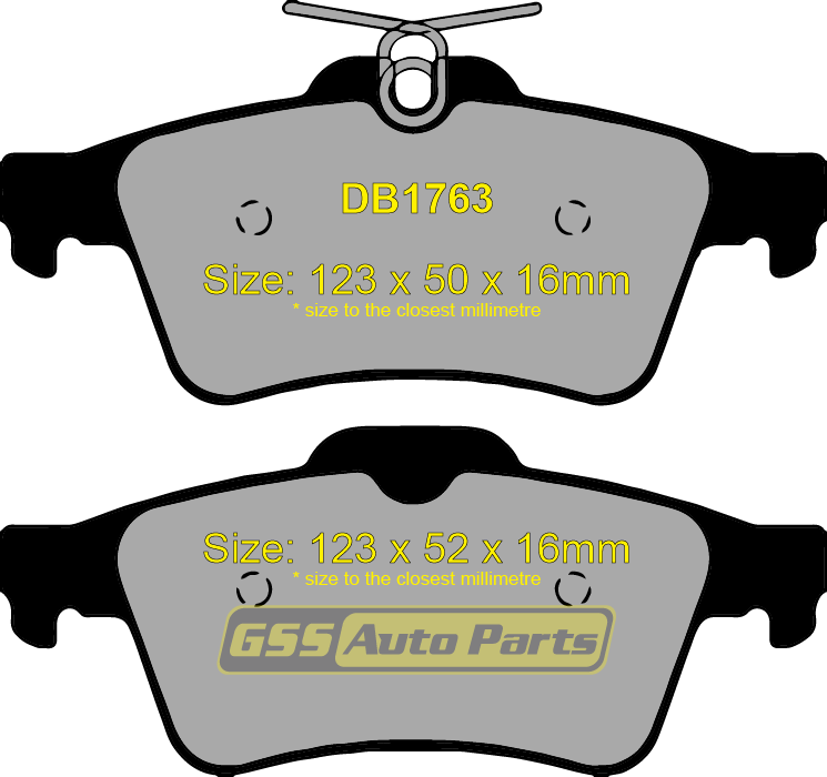 Premier Rear Semi-Metallic Brake Pads DB1763 PR1763 with clip on top - CHECK BEF | eBay