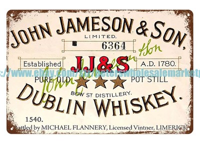 Jameson Irish Whiskey Bar Man Cave Diner metal tin sign inside garage ...