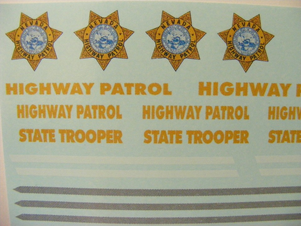 Nevada Highway Patrol Vintage Waterslide Decals 1/24 1/25 Model Cars ...