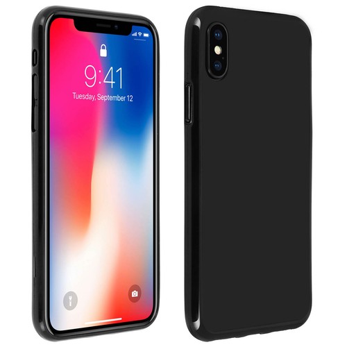 Silicone case, Glossy & matte back cover for iPhone X – Black | eBay