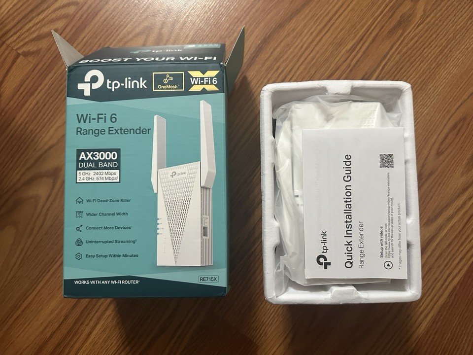 TP-Link RE715X AX3000 Wi-Fi 6 Range Extender Dual Band OneMesh Gigabit ...