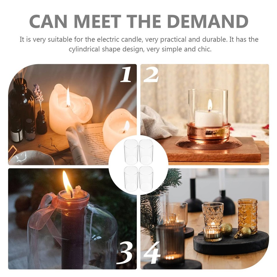 Transparent Glass Candle Lampshade Cylinder Windproof Candle Cover 4 ...