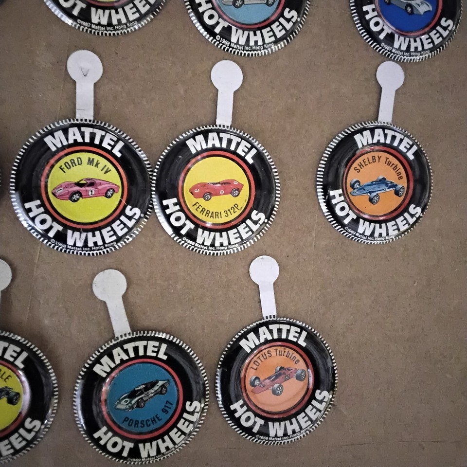Lot 63 dif 1967- 1968-1969 vtg Mattel Hot Wheels Redline Metal Button ...