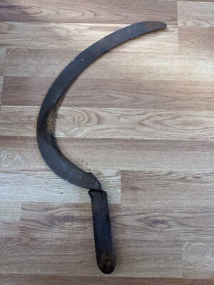 Hand Sickle Tool 9'' x 16.5'' vintage weed curved sythe cutter grass ...