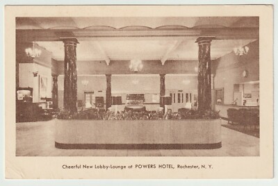 Used Postcard Cheerful New Lobby Lounge at Powers Hotel Rochester New ...