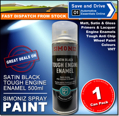 1 x Simoniz Tough Satin Black Engine Enamel Car Auto Spray Paint 500ml ...