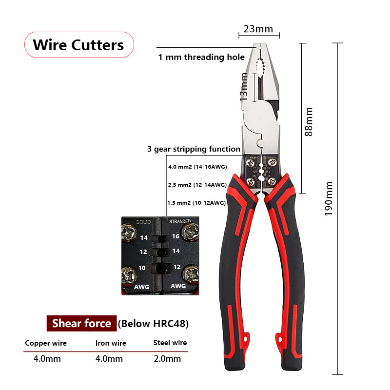 7 Inch Electrician Combination Pliers Wire Cutter Long Nose Diagonal ...
