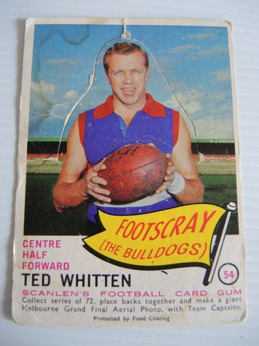 Ted Whitten 54 Footscray Pop up Scanlens card 1966 VFL AFL Collectable ...