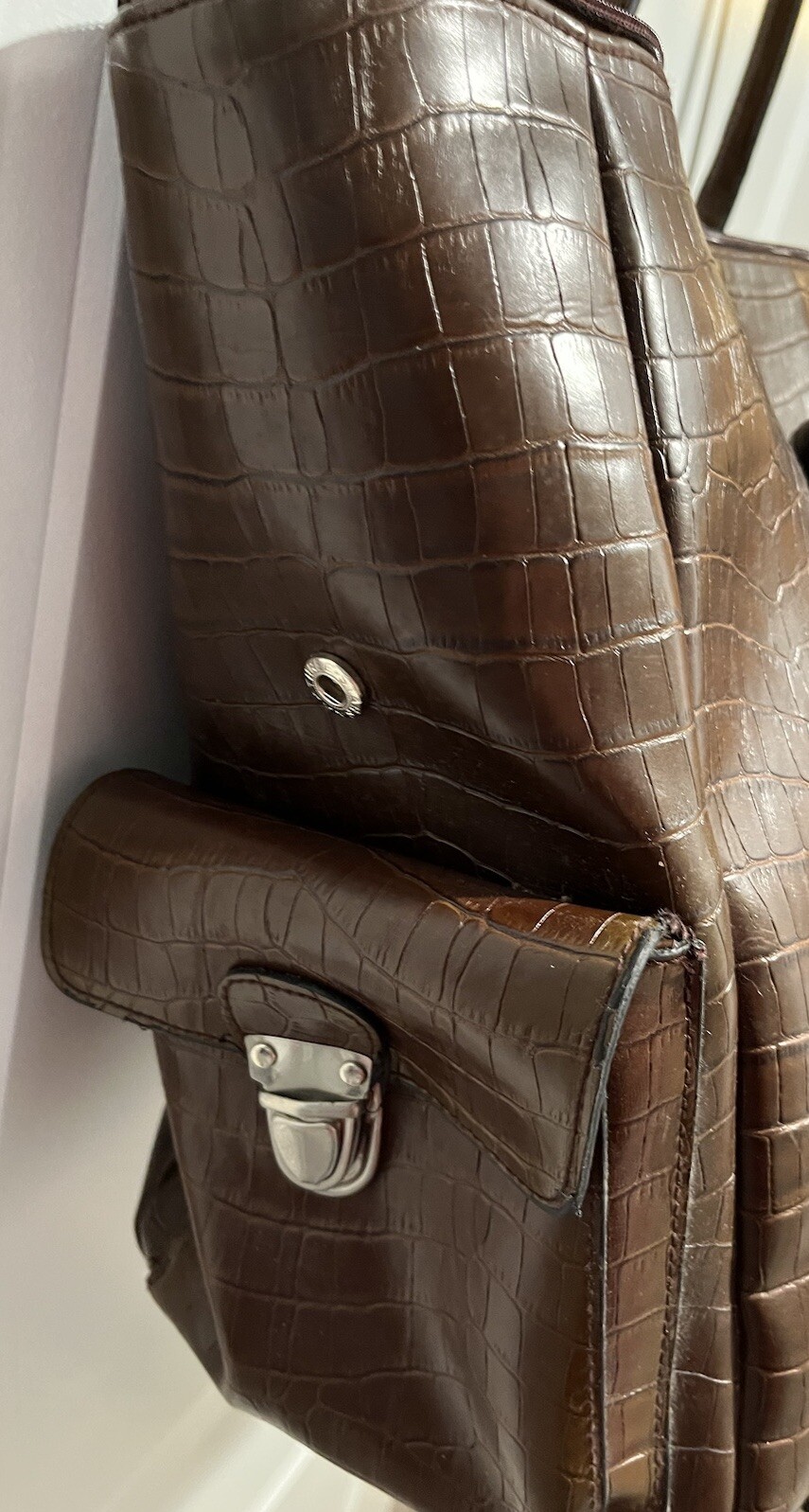 Bueno Large Overnight Travel Dark Brown Duffle Bag Crocodile Print | eBay