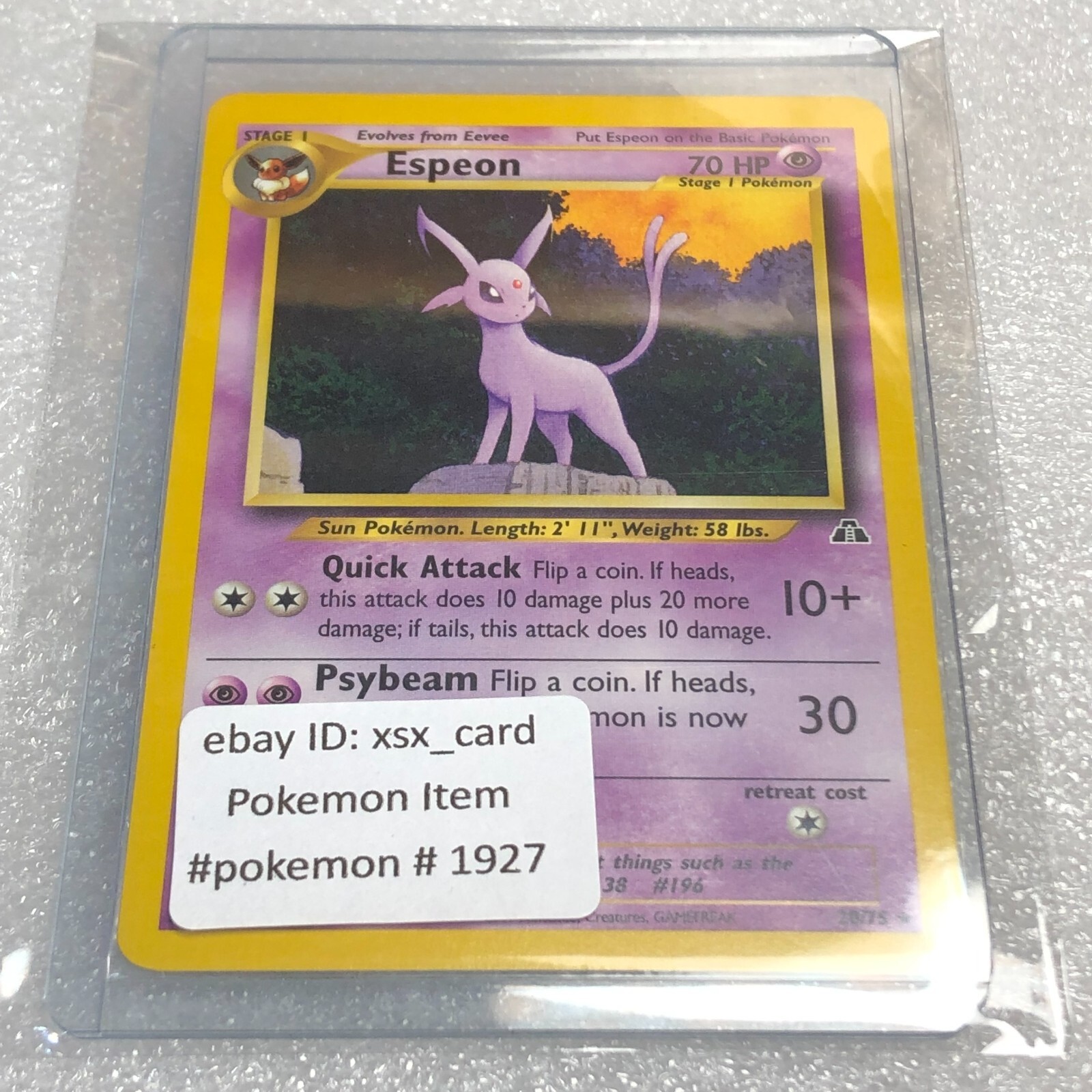 Pokemon Card - Espeon 20/75 - Neo Discovery - Near Mint #1927 | eBay