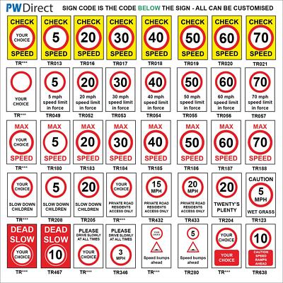 TT002 CHECK YOUR SPEED MAX SLOW DOWN CAUTION RAMPS SIGNS PRIVATE ROAD ...