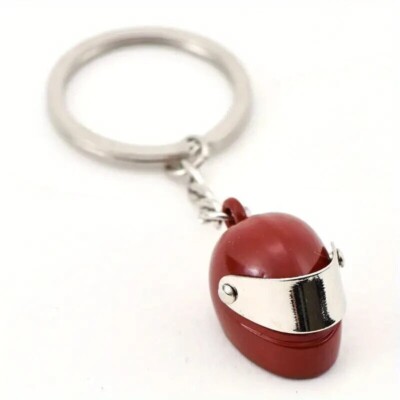 Metal Made MOTORCYCLE RED HELMET KEY RING 2.5cmx2cm New Honda Suzuki ...