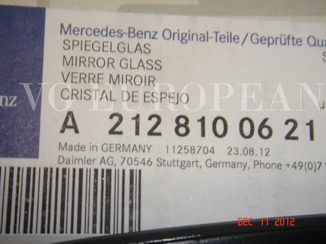 2128100621 MERCEDES BENZ Genuine Right Mirror Glass GLK Class X204 ...