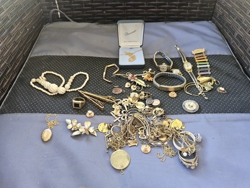 Vintage Gold Filled & Goldplated Jewelry Lot Scrap with Stones 190 ...