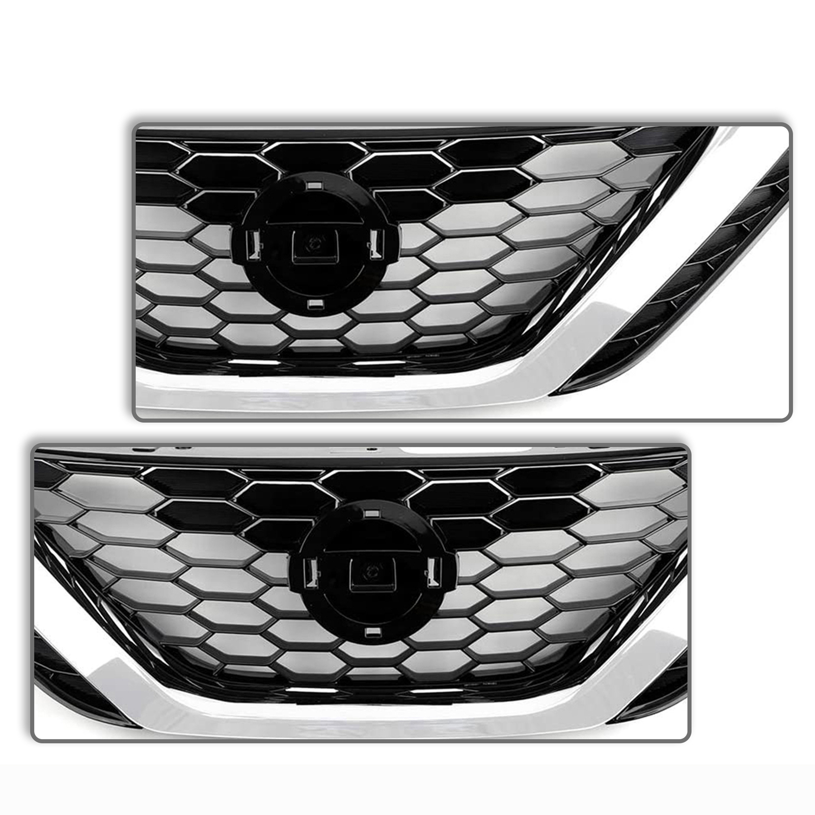 Front Chrome & Black Bumper Grille FIT 2016 2017 2018 Nissan Sentra ...