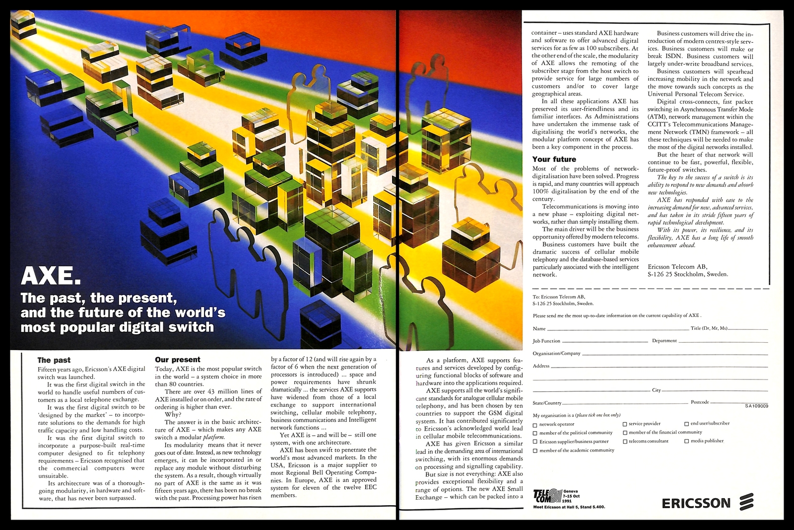1991 Ericsson AXE Digital Switch Vintage PRINT AD Telecommunications ...