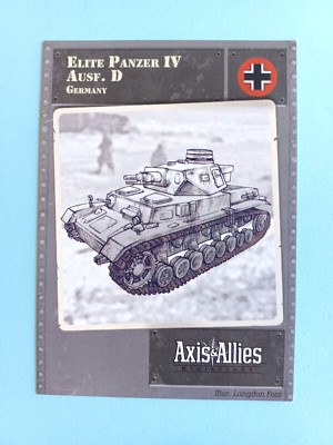 AXIS & ALLIES ELITE PANZER IV AUSF D GERMANY CARD ONLY NEAR MINT/MINT ...