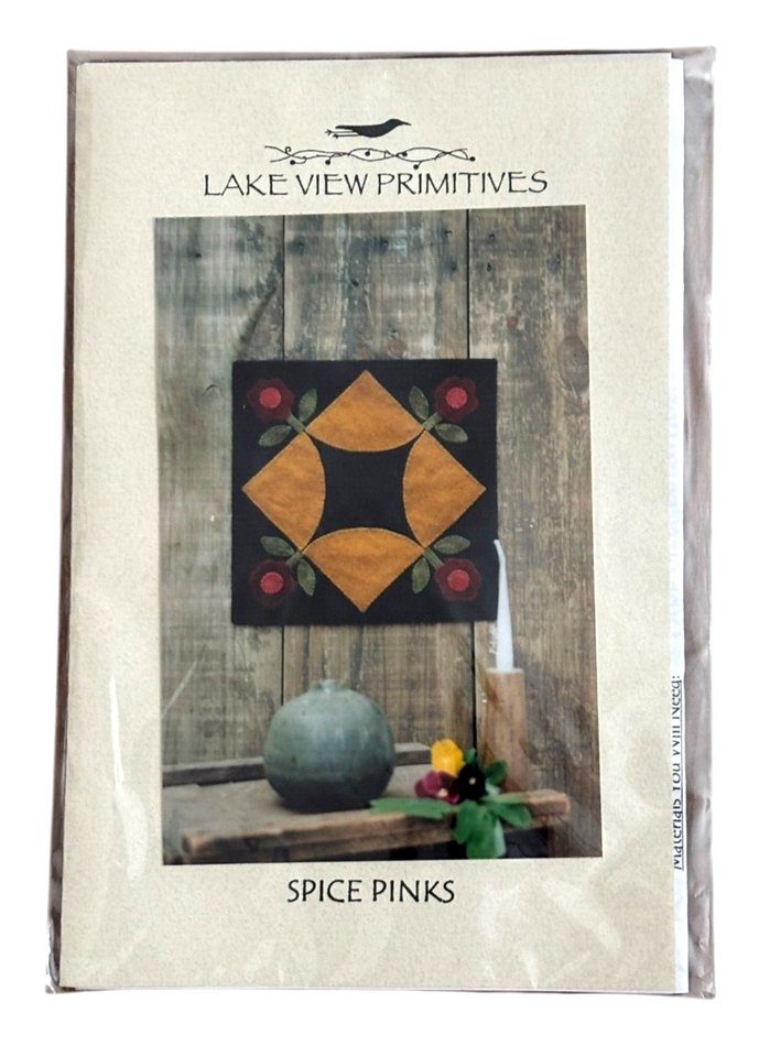 Lake View Primitives Quilt Block Spice Pinks with Felt & Floss August ...