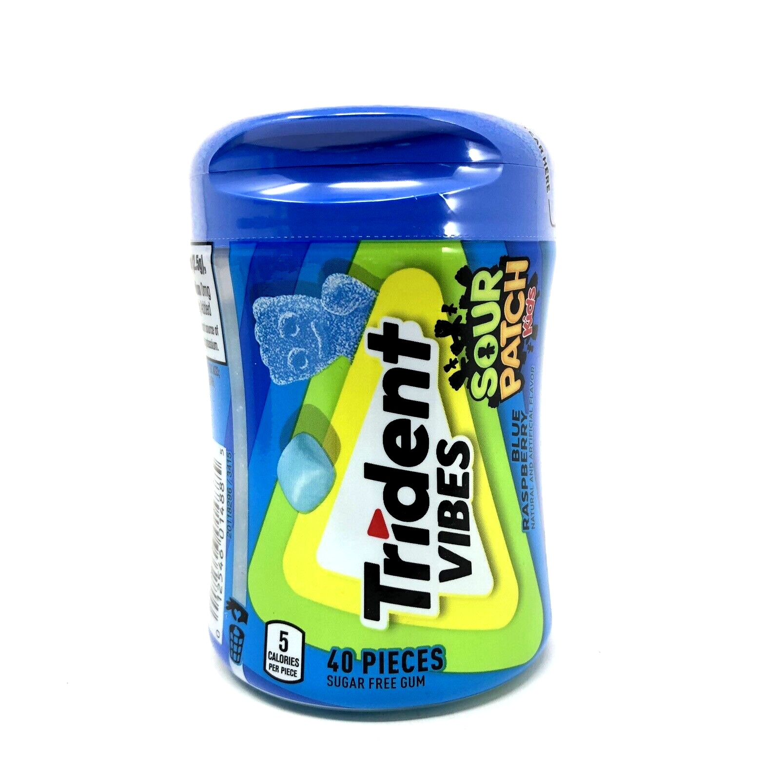 Trident Vibes SOUR PATCH KIDS Blue Raspberry Sugar Gum 40 Piece Bottle ...