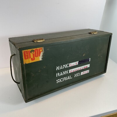 Vintage Empty 1960s GI Joe Wooden Footlocker Storage Box Army Green ...