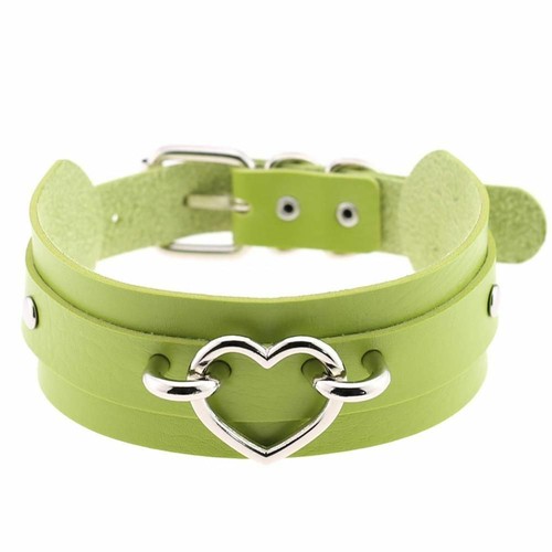 Women's Heart-Shaped Collar Leather Belt Necklace Punk Jewelry Necklace ...