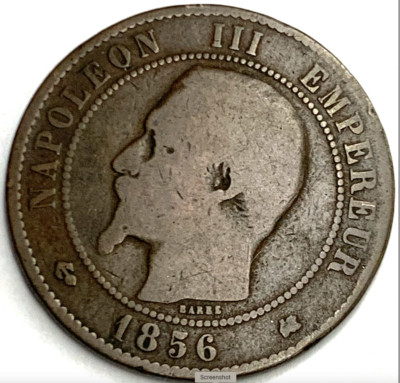 Exquisite 1856 France 10 Centimes Coin – Bordeaux Mint Bronze Classic ...