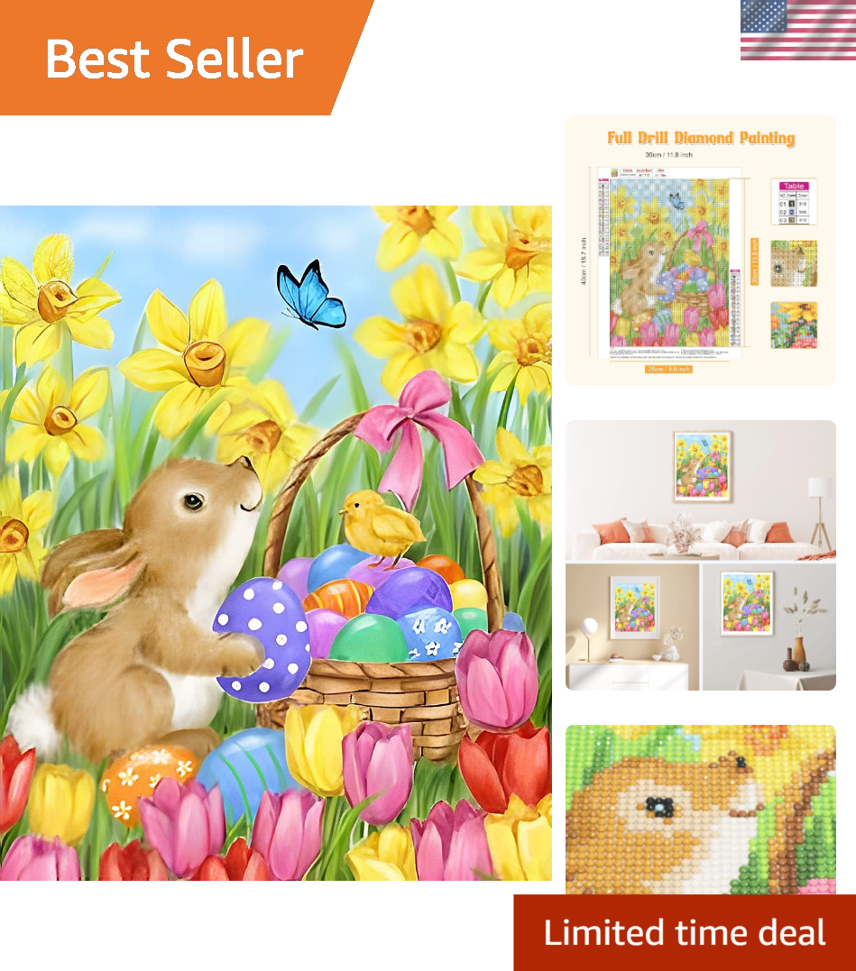 DIY 5D Easter Bunny Diamond Art Kit - Full Drill with Extra Diamonds ...
