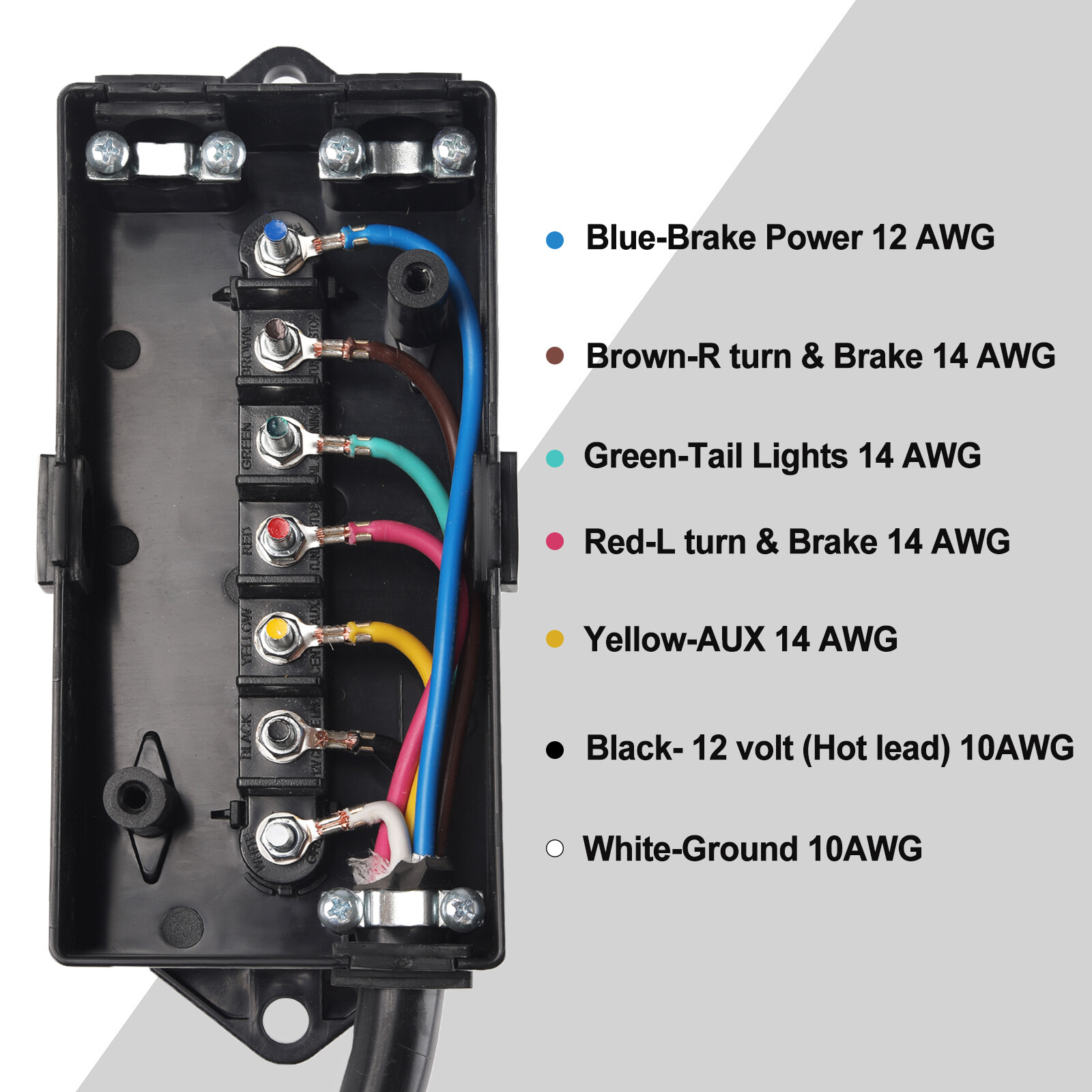 Universal 1.2m Trailer Cord 7 Way Plug Inline Junction Box Wiring ...