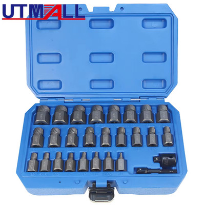 27Pcs Multi-Spline Screw Extractor Set Hex Head Bit Socket Wrench Bolt ...