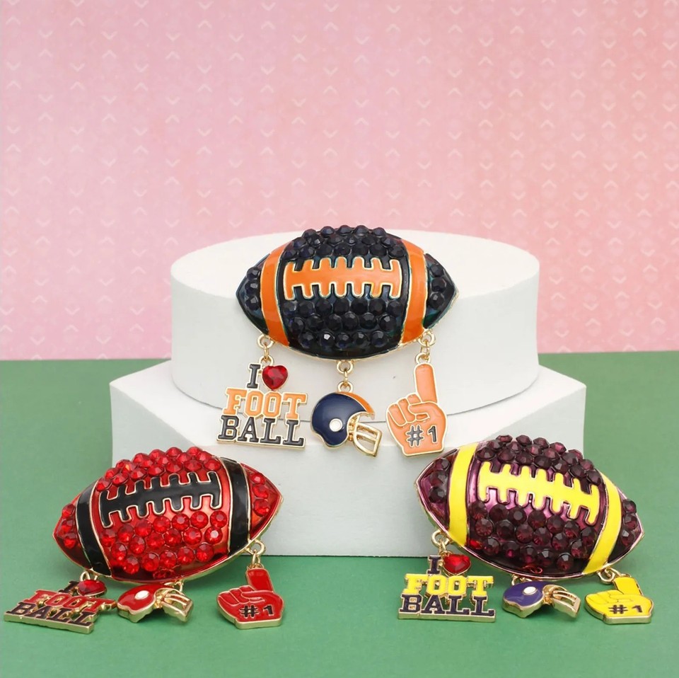 Football Shape Brooch I LOVE FOOTBALL Helmet #1 Foam Finger Charm ...