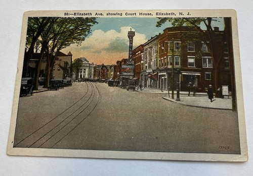 Postcard Elizabeth Ave, Court House, Elizabeth, NJ 1924 Cars | eBay