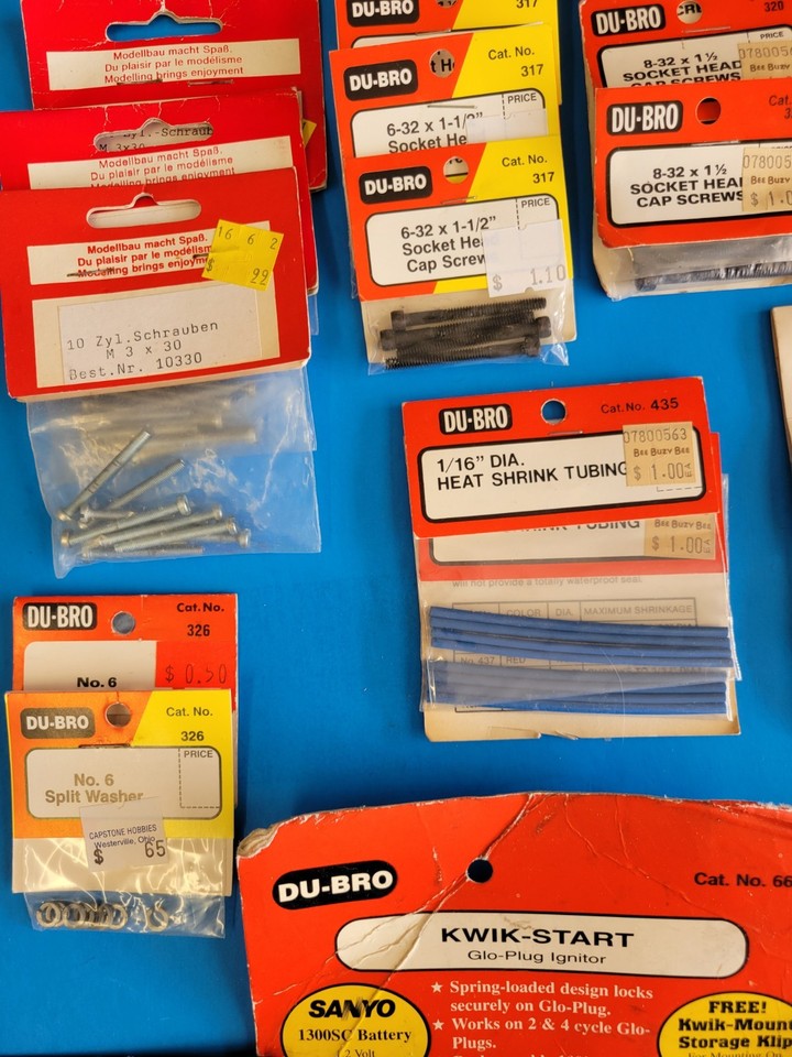 RC Airplane Misc. Parts Lot (77) Pieces Du-Bro Hardware Carl Goldberg ...