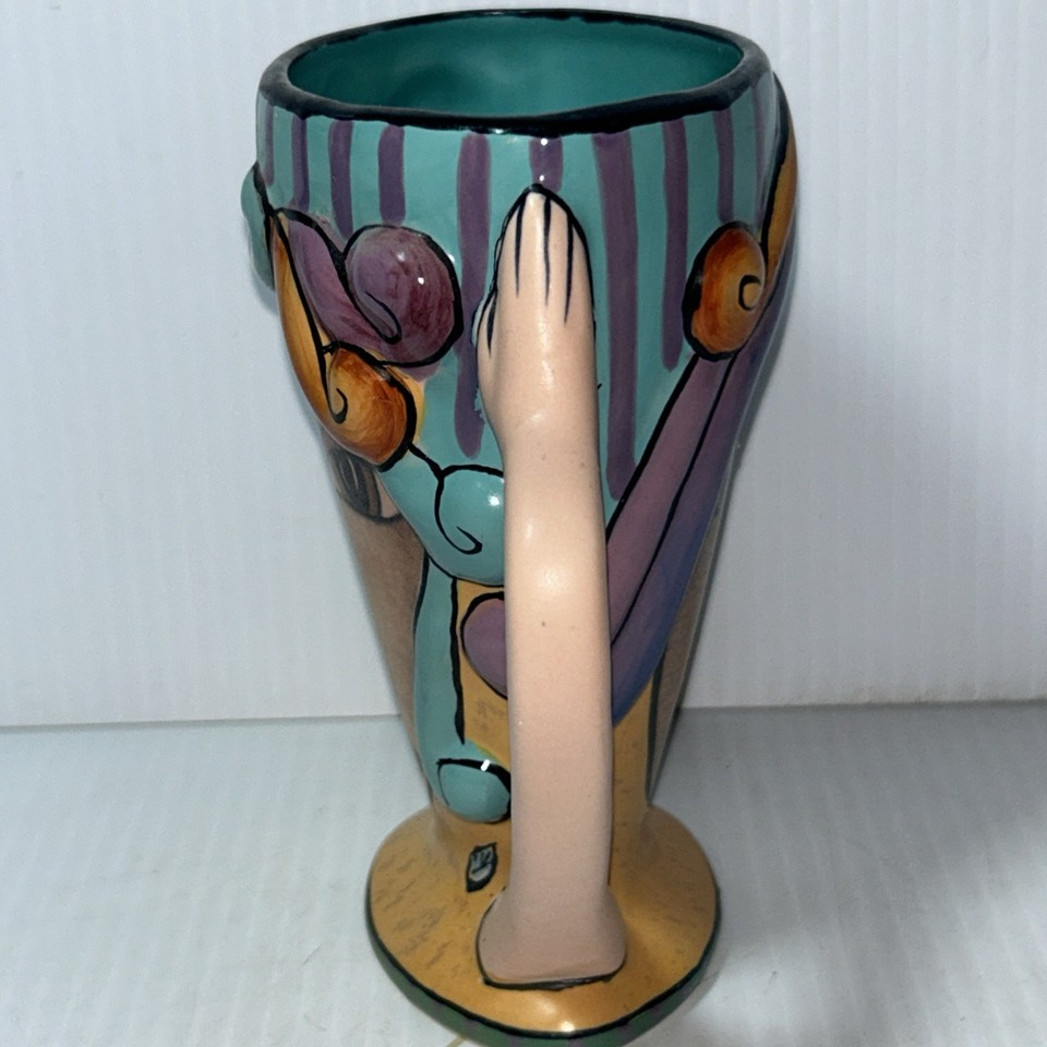 Whimsical KIMBERLY WILCOX Ceramic TWO FACE Coffee Tea Mug "Tickle Your ...