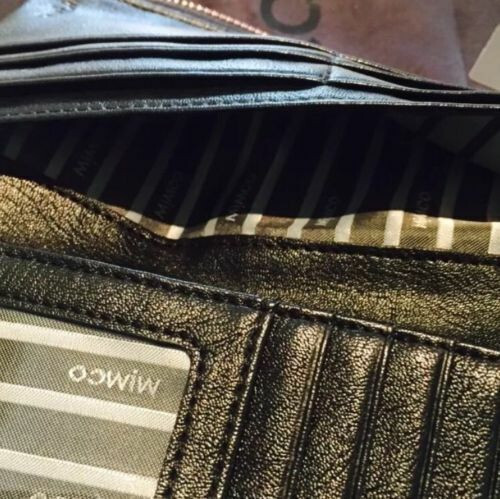 MIMCO Mim Fold Sheep Leather Wallet Purse Black Rosegold • AUTHENTIC ...