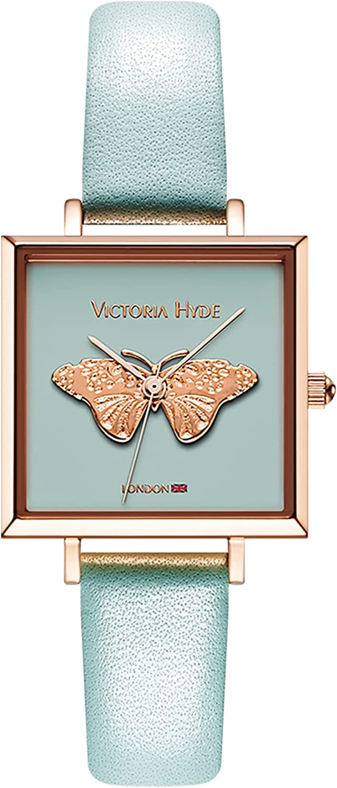 Quartz Watches for Women Square Small Dial Rose Gold Case and Green ...