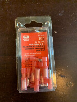 Bullet Splice .156" tab M & F 22-16 AWG 10-pk nylon insl. Gardner ...