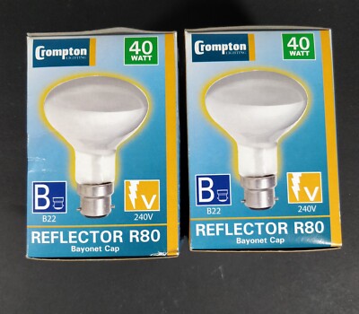 2 x 40W Incandescent R80 Reflector Light Globes Bulbs Bayonet B22 BC ...