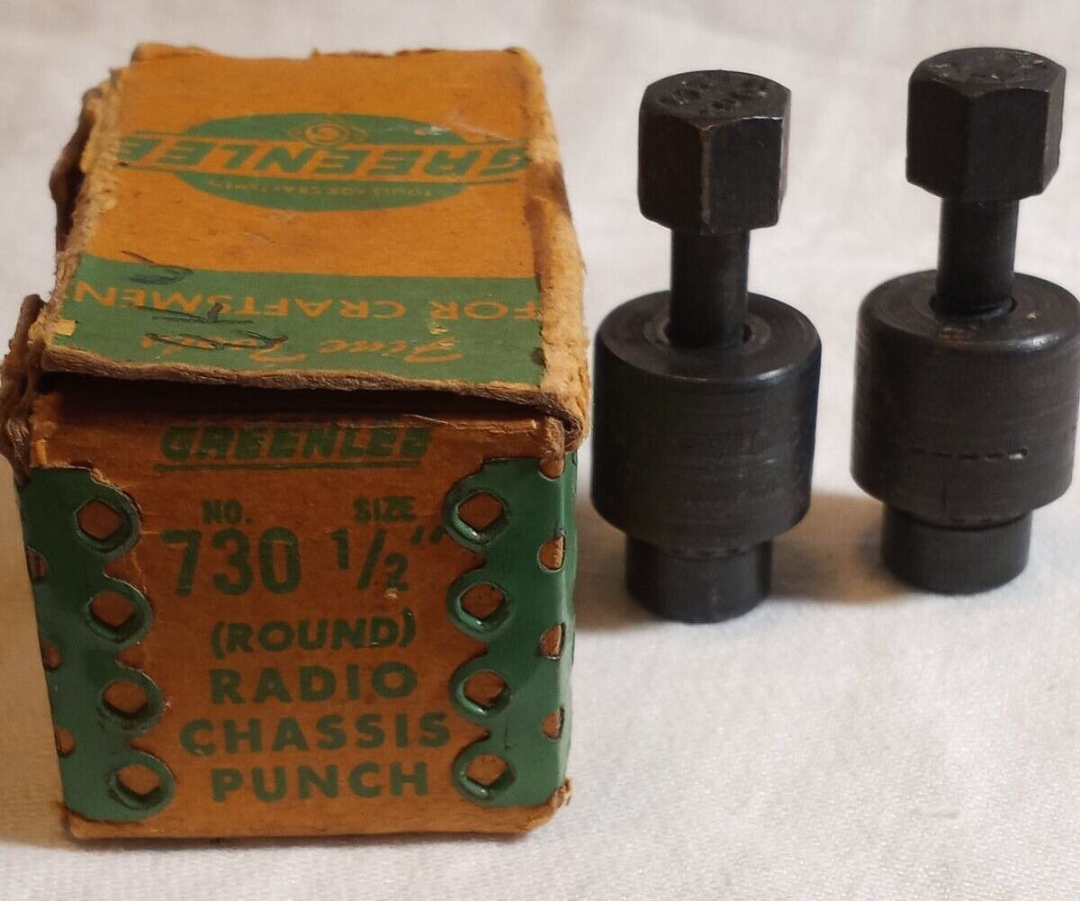 7 Vintage Greenlee #730 Radio Chassis Punch lot with original boxes. | eBay