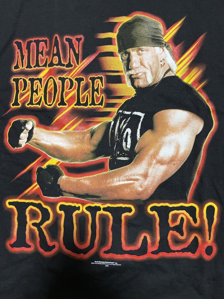 New 2002 WWE Hollywood Hulk Hogan T-Shirt L MEAN PEOPLE RULE! WCW NWO ...