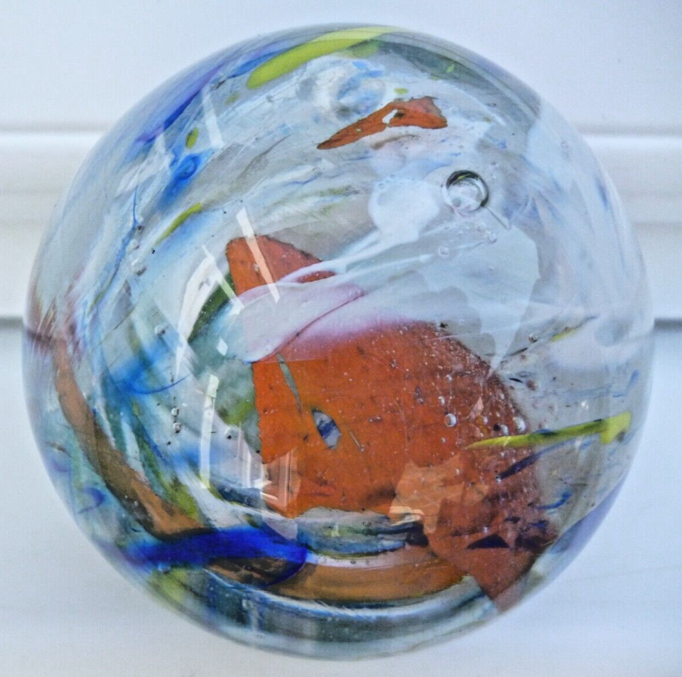 Hand Blown Glass ORB PAPERWEIGHT - Colourful Swirls - 3" Diameter | eBay UK
