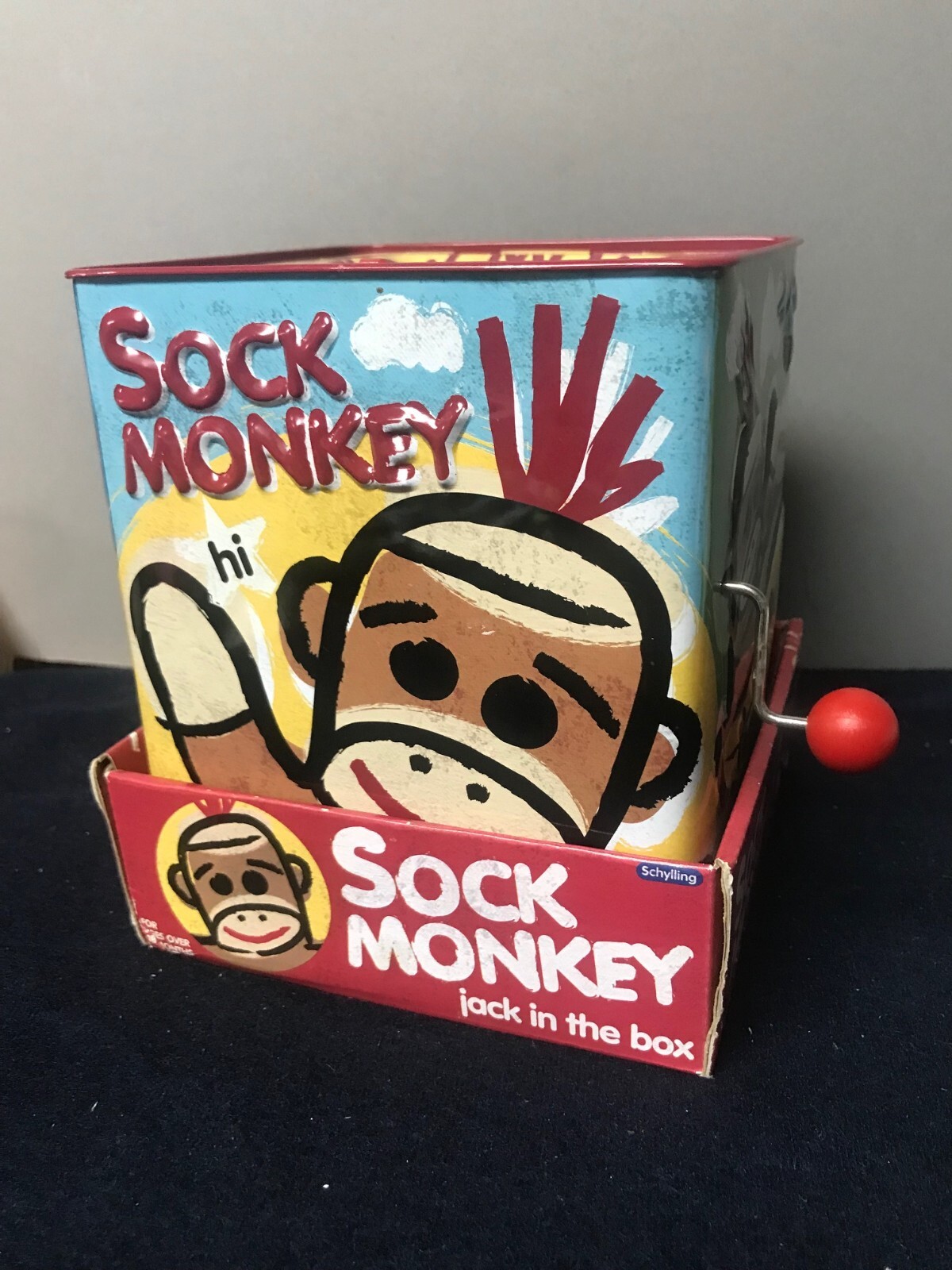Sock Monkey Jack In The Box Tin Metal Box Schylling Space Classic Kids ...