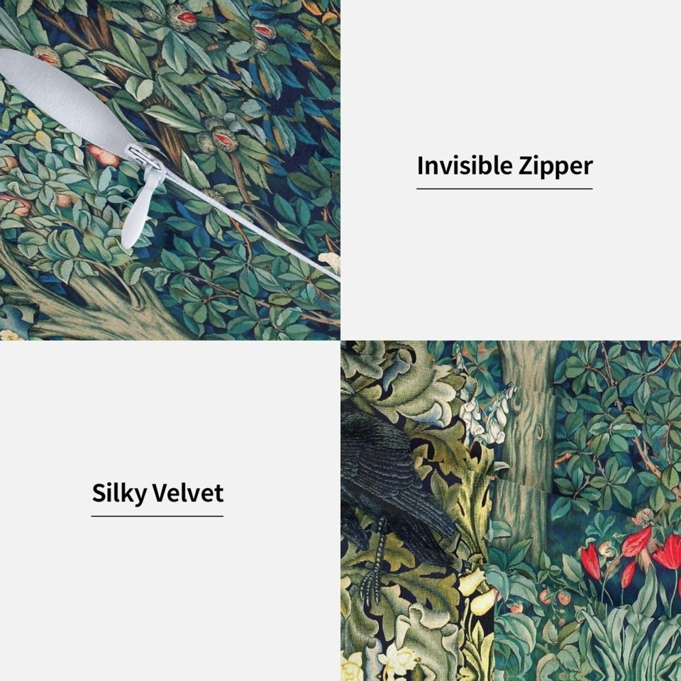 Set Of 2 William Forest Raven On Acanthus Leaves Blue Green Floral ...