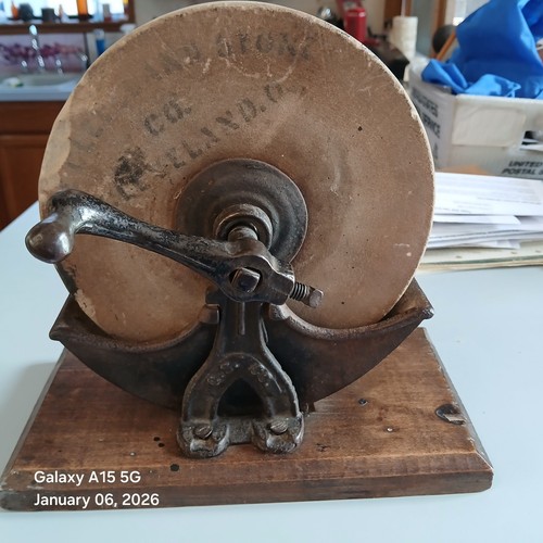Antique CS Co Hand Crank Grinding Wheel Cast Iron Shapening Stone | eBay