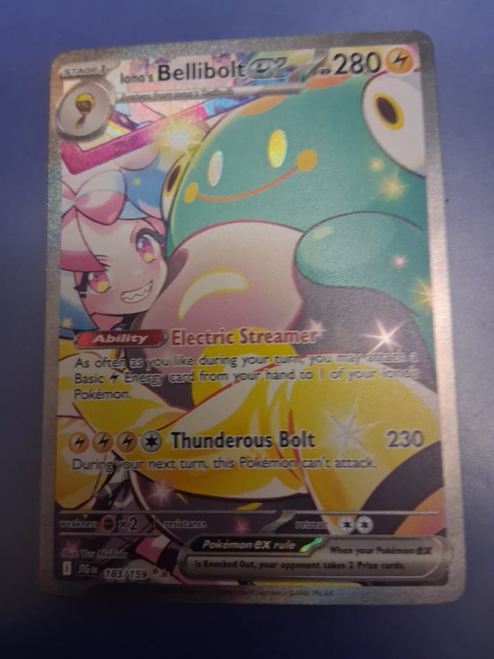 Iono's Bellibolt EX Sir 183/159 SV09 Holo Pokémon TCG Card Journey ...